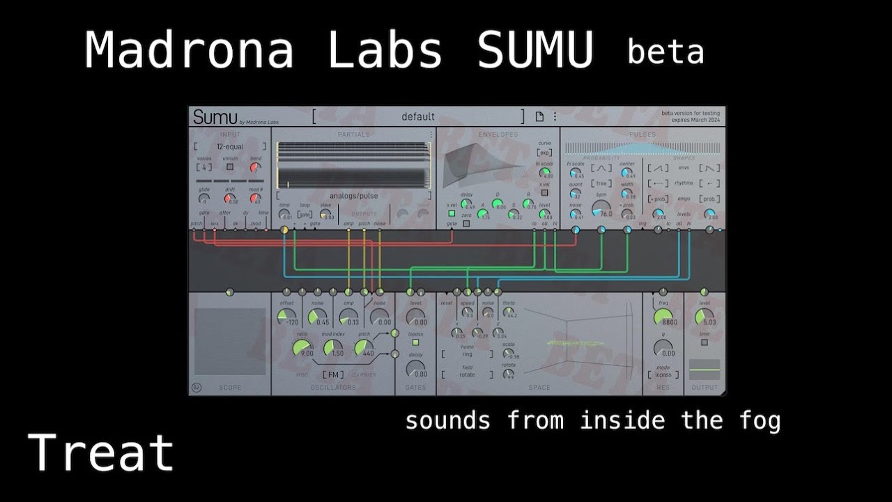 Treat x Madrona Labs SUMU beta - sounds from inside the fog - YouTube