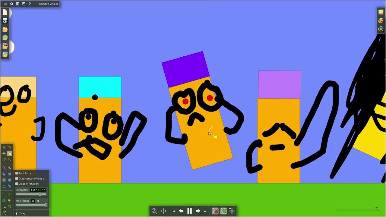Algodoo numberblocks 1s added 0.002 to 0.009 and 203 - YouTube