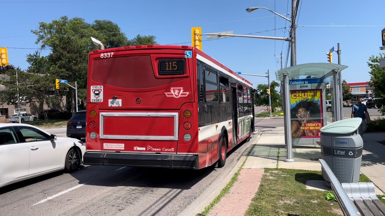 TTC 115 Silver Hills Bus Ride #8337 from York Mills Stn to Leslie St ...