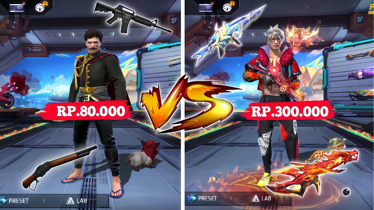 AKU REVIEW AKUN FF Rp 80.000 VS Rp 300.000 KIRA-KIRA RUGI GAK NIH ...