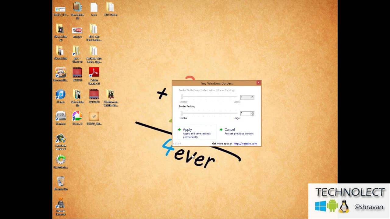 Decrease windows border size in widows 8 with Tiny Windows Borders. - YouTube