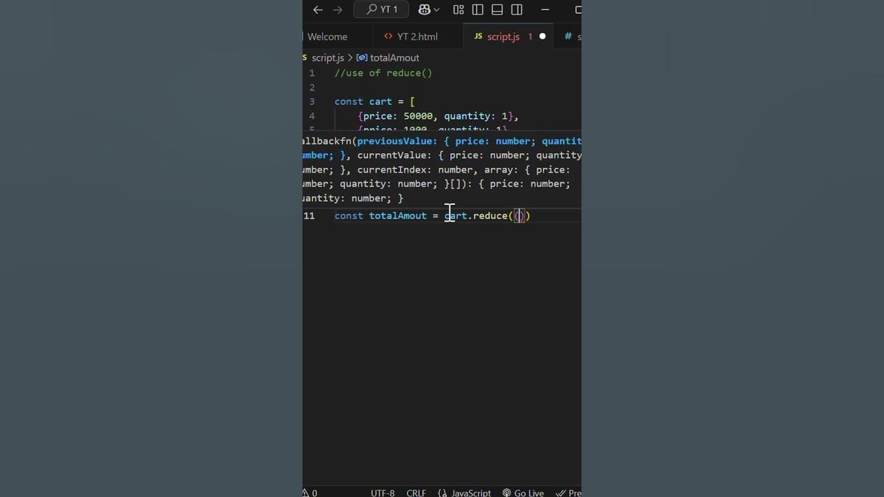 Shopping Cart Total Using reduce() | JavaScript Interview Question | Practical JS Series - Day 1 ...