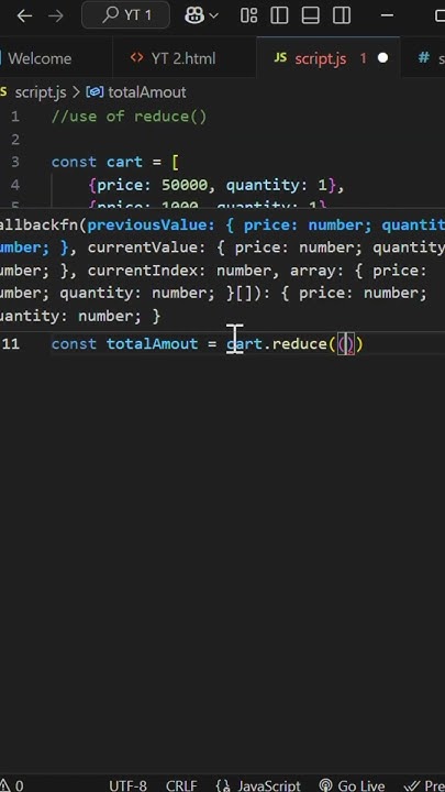 Shopping Cart Total Using reduce() | JavaScript Interview Question | Practical JS Series - Day 1 ...