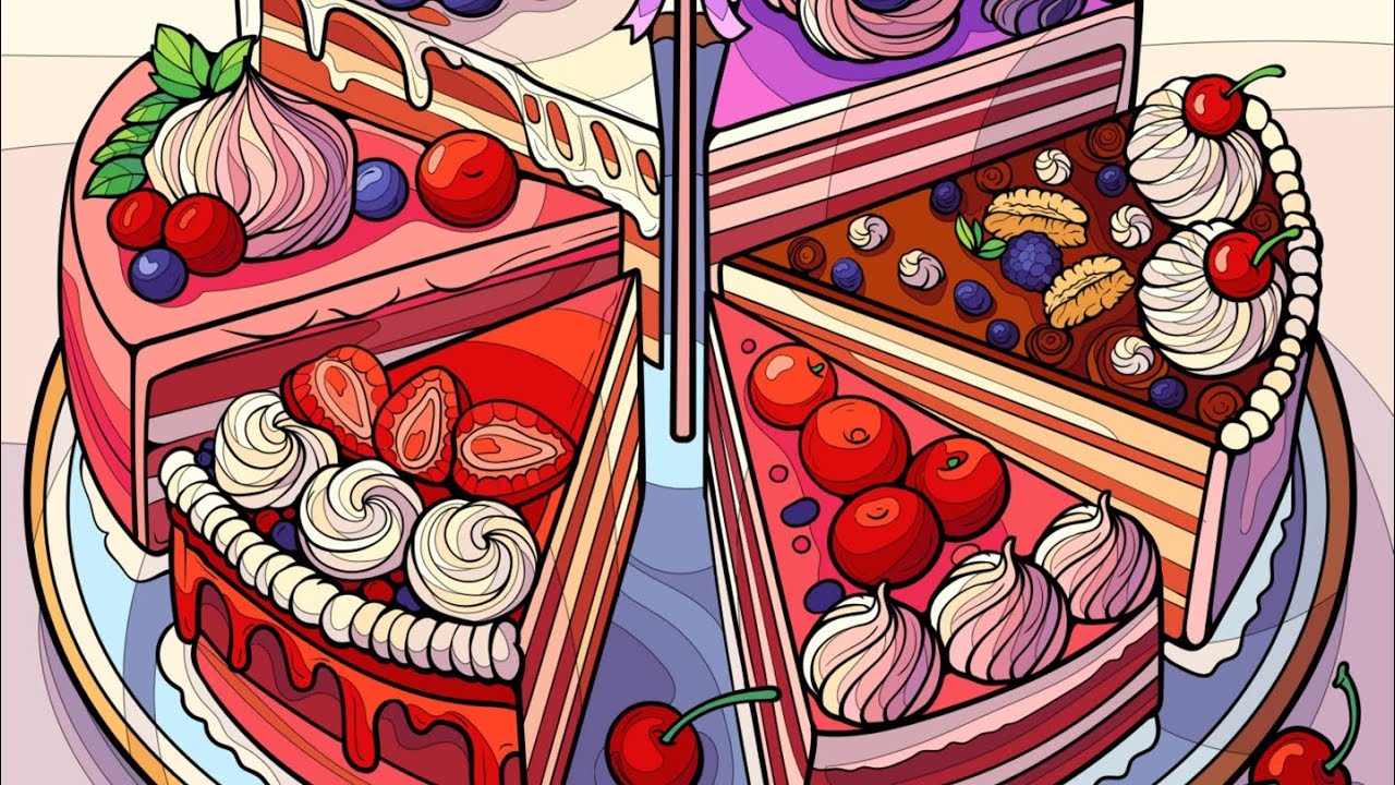 Summer Strawberry Bluebery Shortcake Zen Color App Paint by Numbers ...