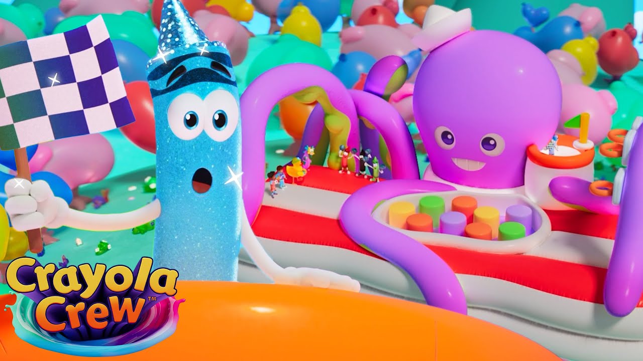Octopus Obstacle Course and Glitter Crayons! 🐙 | Crayola Crew | Fun ...