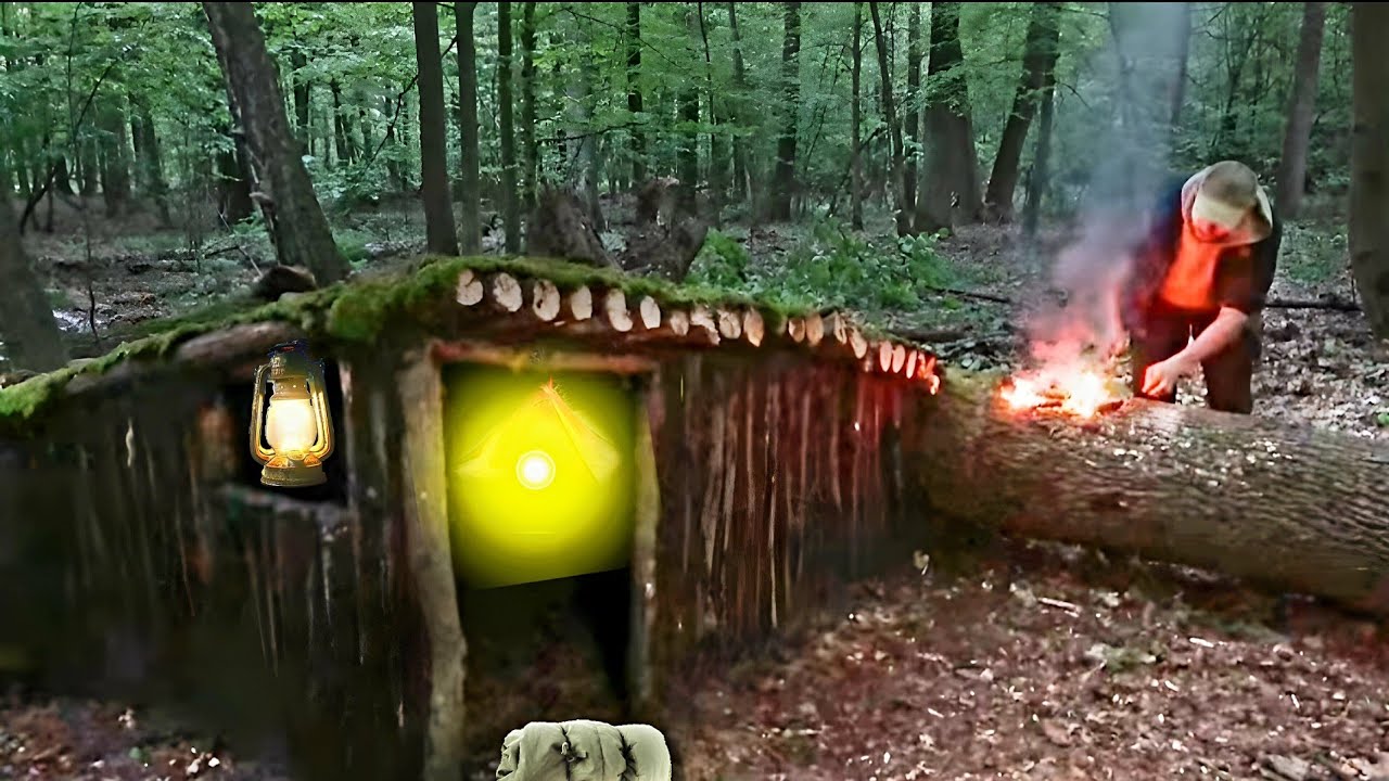 Building a Secret Shelter In Jungle | Bushcraft Shelter In Wilderness ...