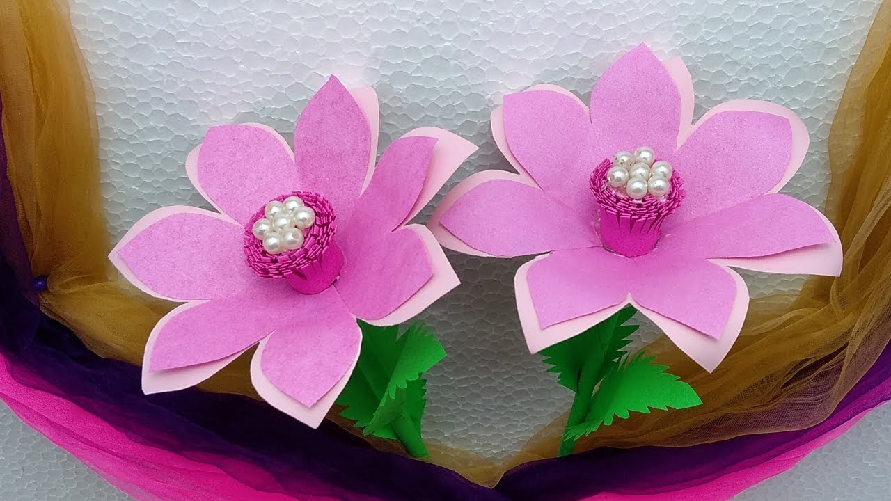 How to Make Very Easy Stick Flower from paper /Stick Flowers Step by ...