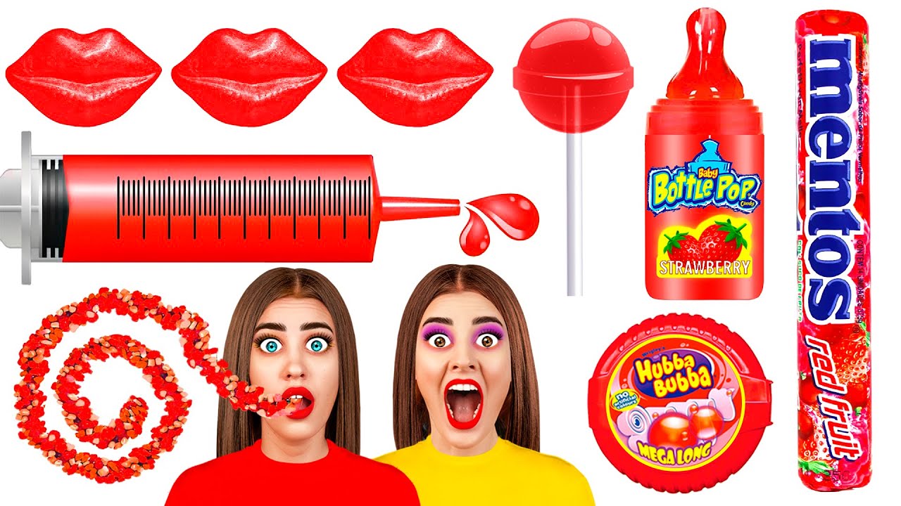 ¡COMEMOS COMIDA DE UN COLOR POR 24 HORAS! ¡Competencia de comida roja ...