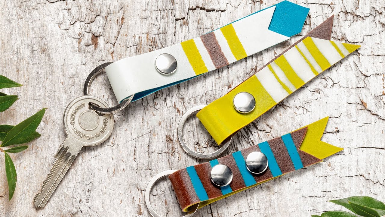 FIMO leather-effect stripy key tags DIY | STAEDTLER - YouTube