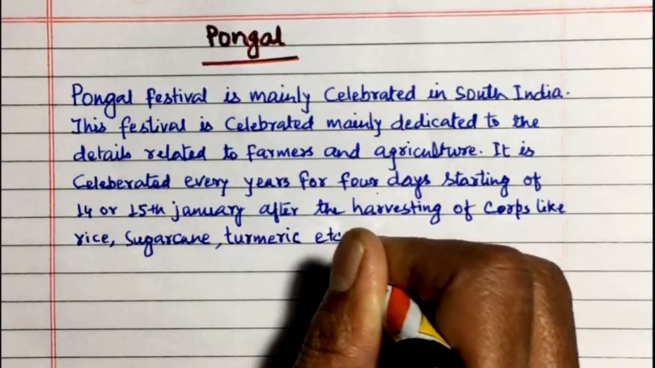Essay on Pongal in English || How to Write essay on Pongal Festival ...