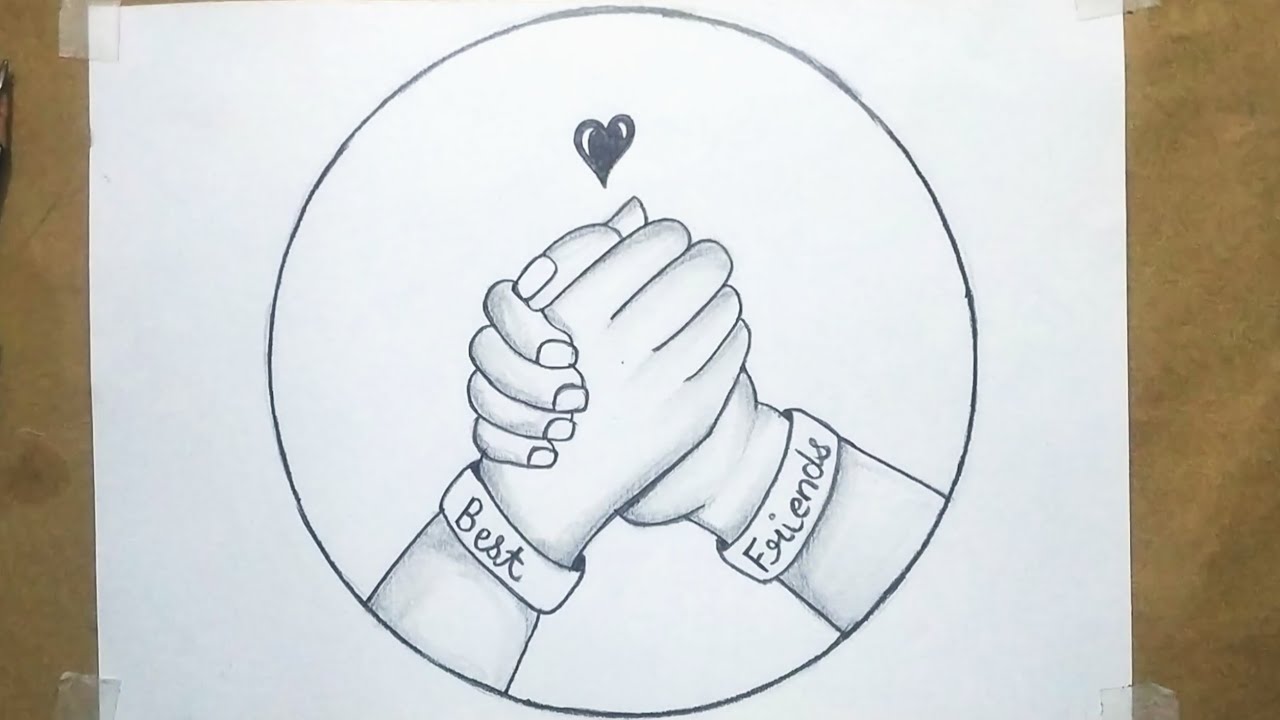 Best Friends Drawing Pencil Sketch| Friendship Day Drawing Easy |How to ...