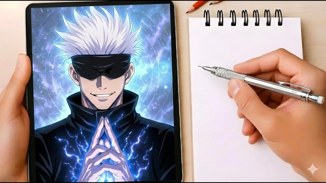 Draw Gojo Satoru Like A PRO! ⚡ Full Step by Step Tutorial for Beginners ...