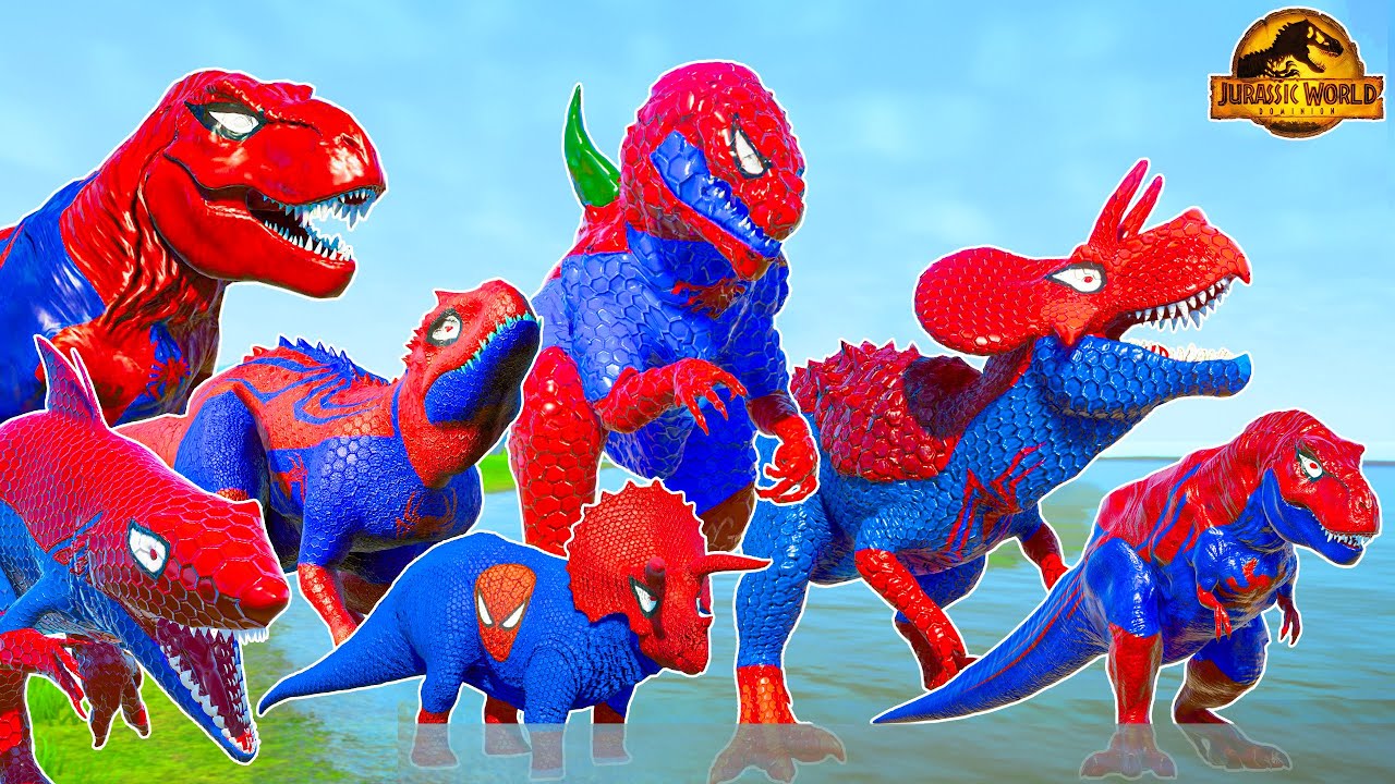 TYRANNOSAURUS REX vs CARNIVORES AND HERBIVORES DINOSAURS BATTLE ...