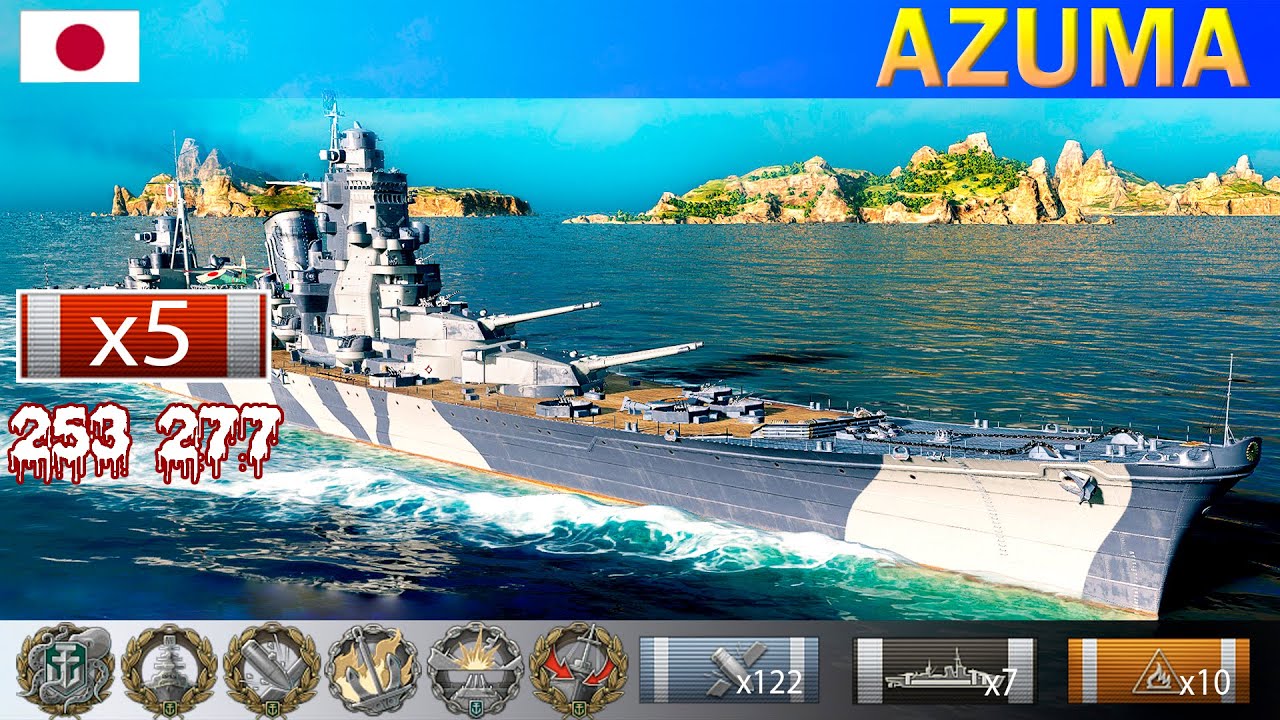 Лучший бой Крейсера "Azuma" IX уровень Япония | [ WoWS ] World of ...