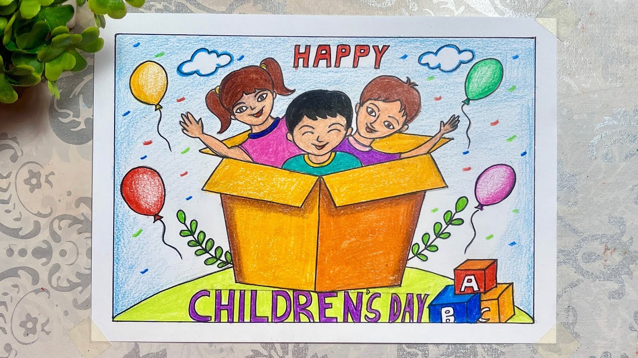 Children's Day Drawing Very Easy For Beginners || Children's Day Poster ...