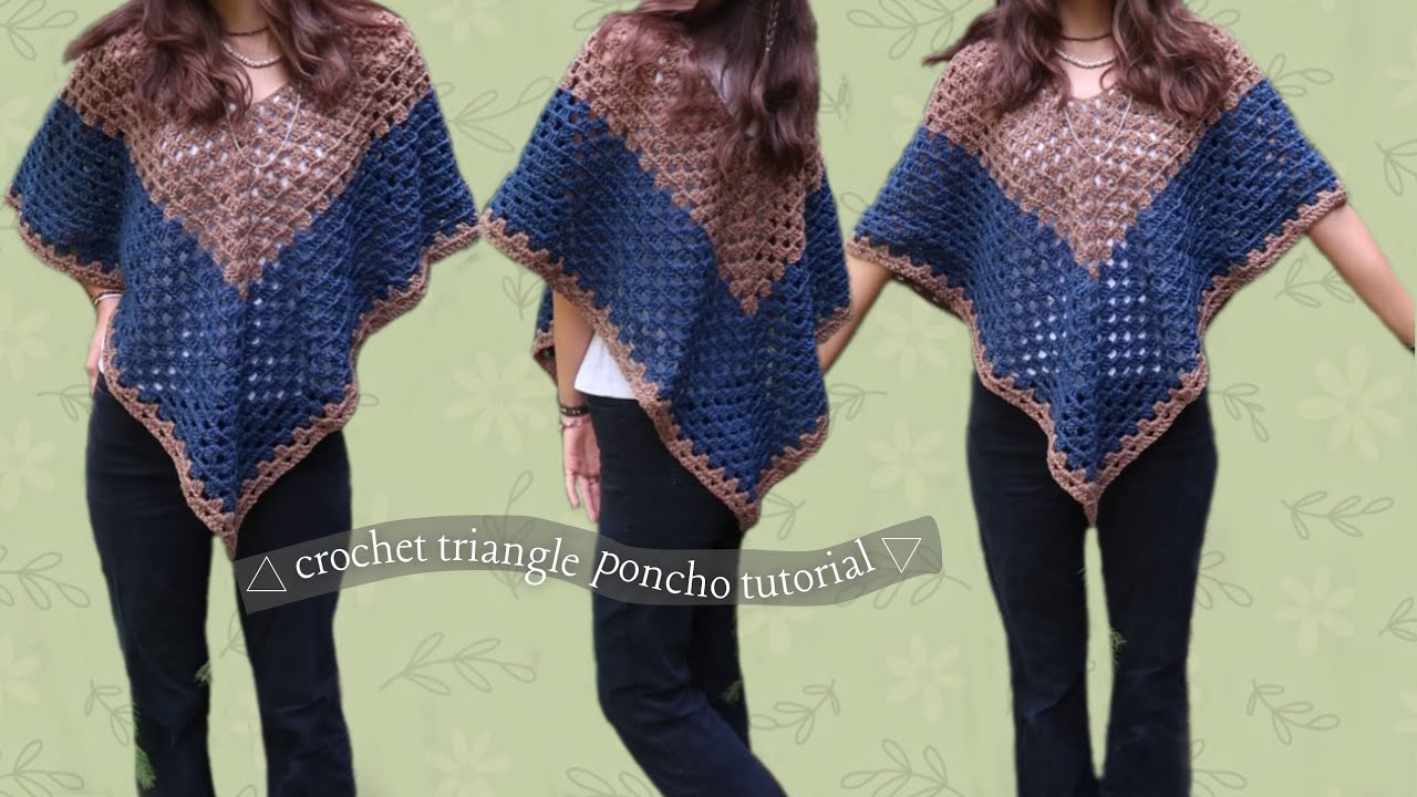 Easy Crochet Poncho triangle poncho/shawl Beginner friendly tutorial ...