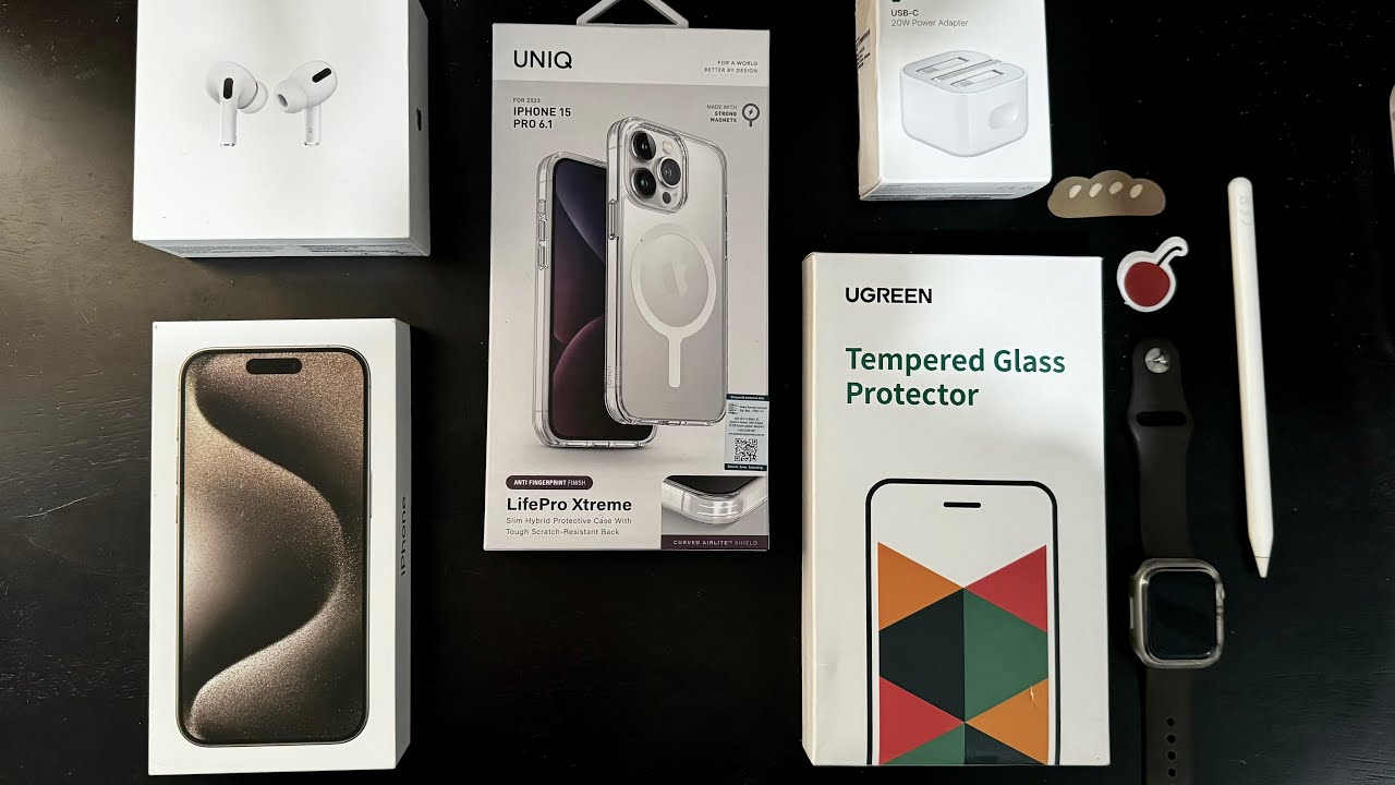 Iphone 15 Pro unboxing! + accessories (Natural Titanium 256gb) - YouTube