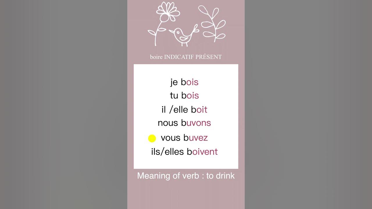 I will pronounce the conjugation of the French verb “boire” in the ...