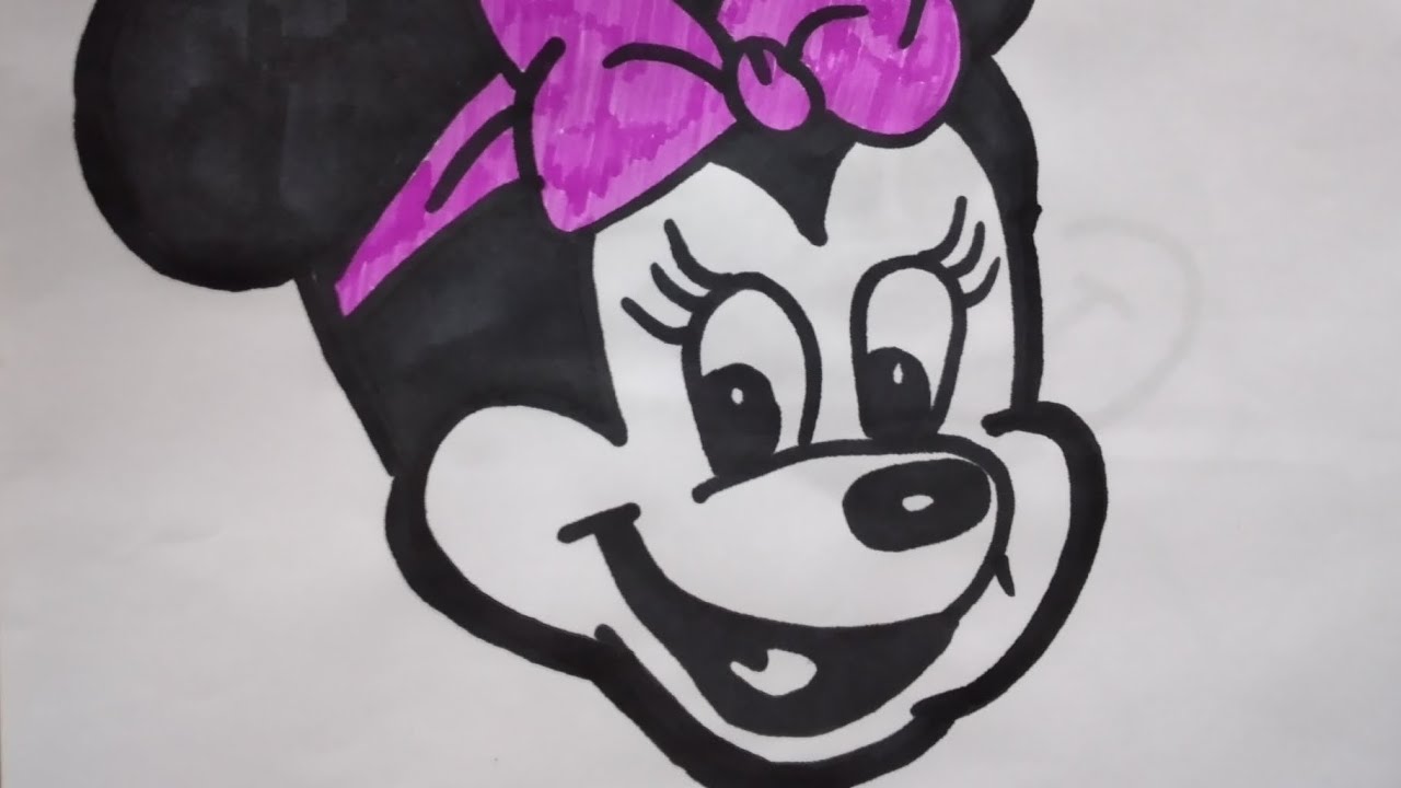How to draw Minnie Mouse ] Draw and color #kidsdrawing # ...