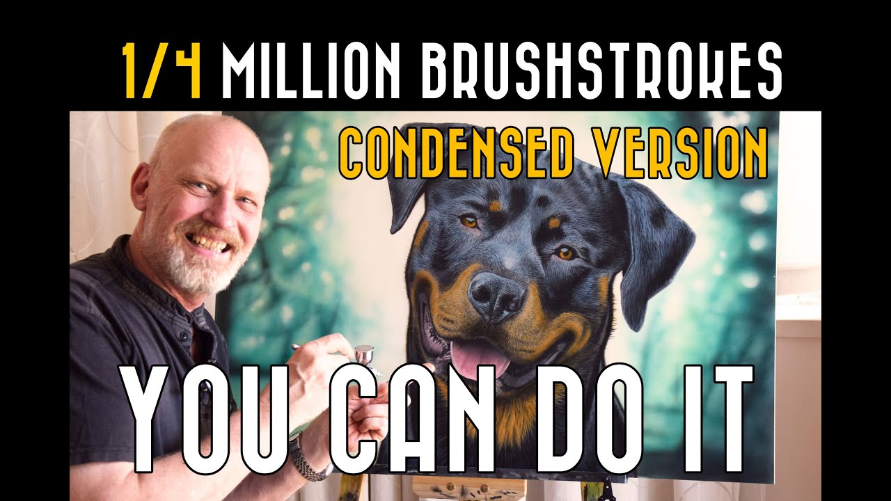 Paint a dog in great detail. Full tutorial condensed. Acrylic and ...
