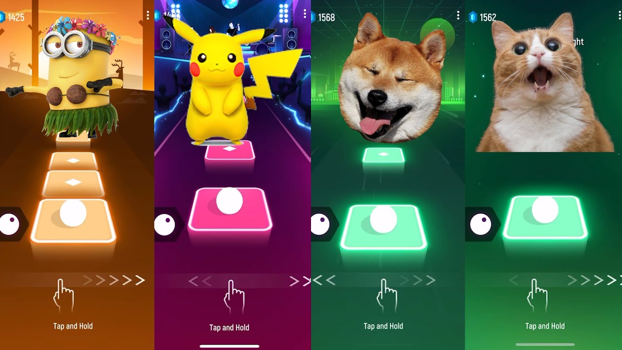 Minion - Pikachu - Dog - Cat - Tiles Hop EDM Rush! - YouTube