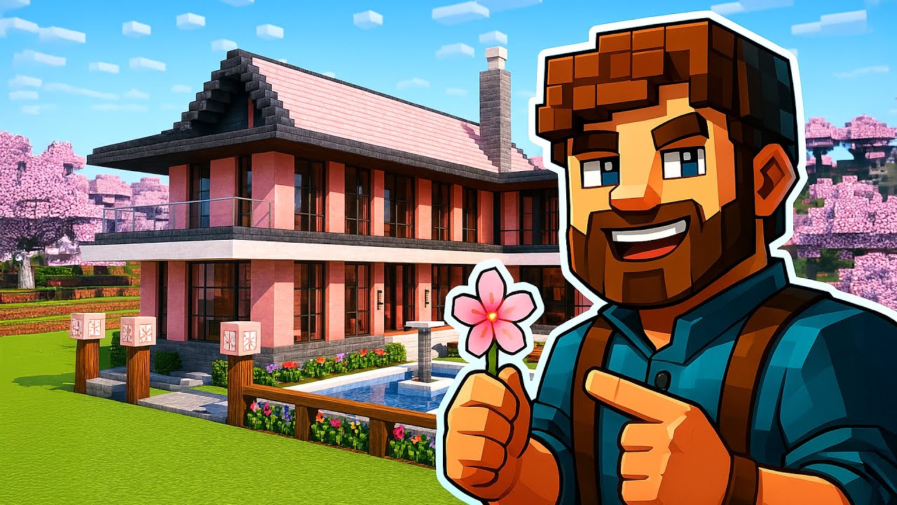 Minecraft: How To Build A Cherry Modern House - Tutorial - YouTube