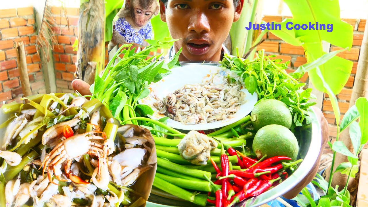 ម្ជូរត្រកួន How To Cook Sour Morning Glory With Shrimp And Small Fish ...