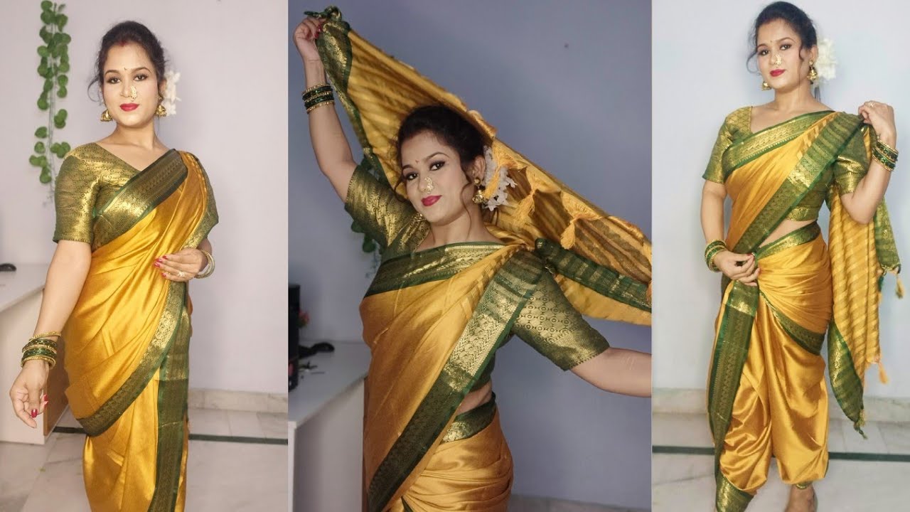 marathi saree style | marathi saree kaise pahnte hai hindi | marathi ...