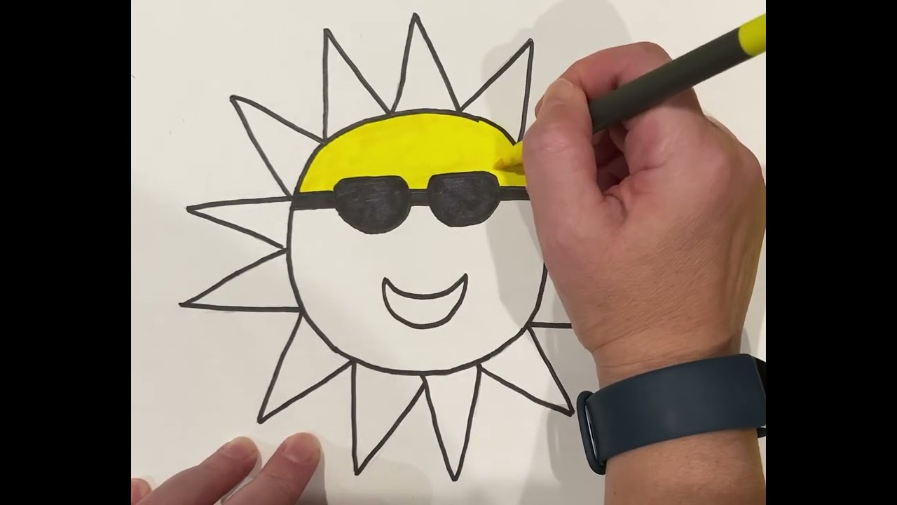 How to draw the sun wearing sunglasses @AlliesArtforKids - YouTube