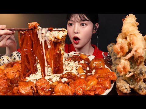 Spicy Cheese Braised Chicken with Giant Deep-Fried Shrimp Asmr