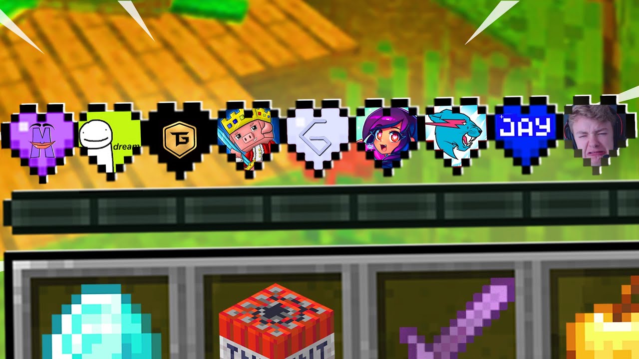 Minecraft But There Are YouTuber Hearts - YouTube