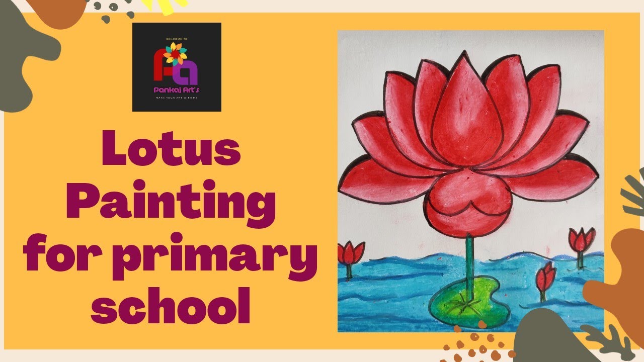 Lotus Painting || primary school || Oil Pastel || - YouTube