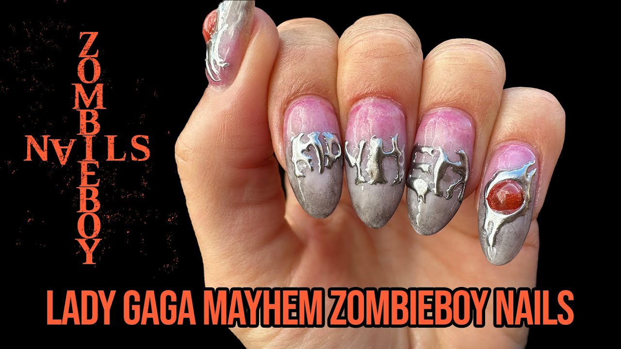 🔥 Lady Gaga MAYHEM Zombieboy Nails Tutorial | Zombie Nail Art for the ...