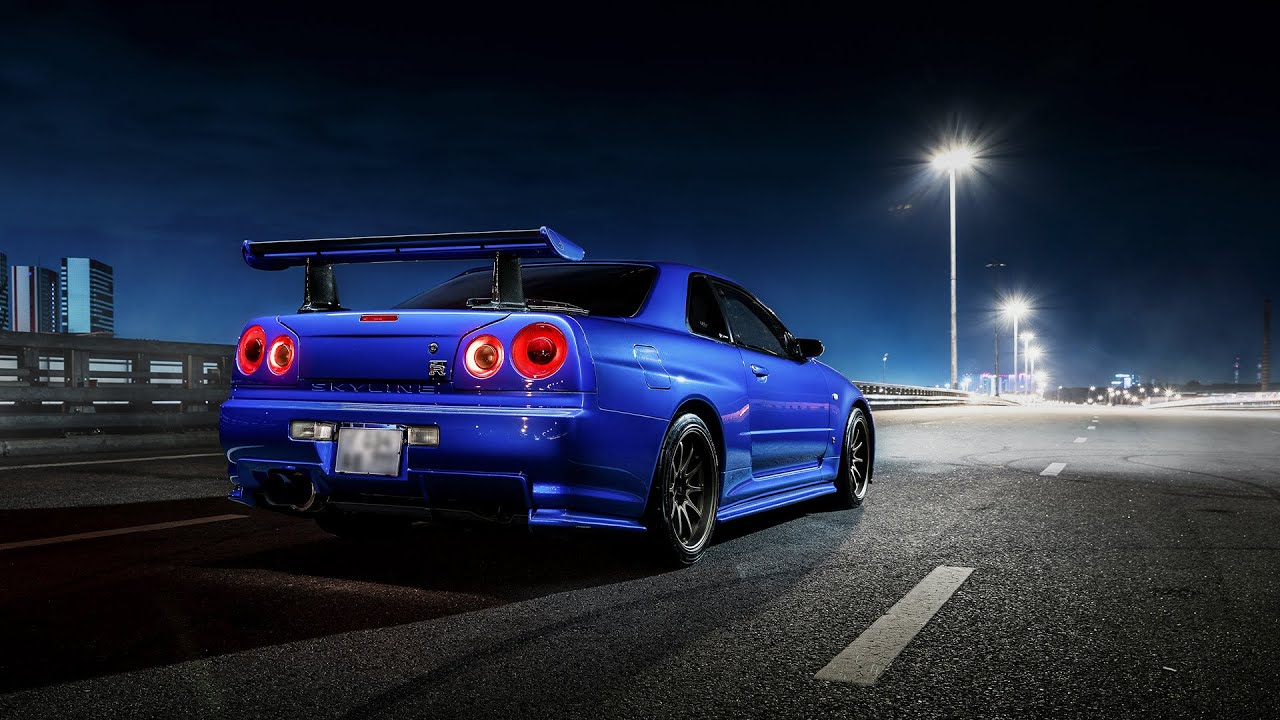 Night Ride in a blue Nissan GT-R 34 in 4K - YouTube