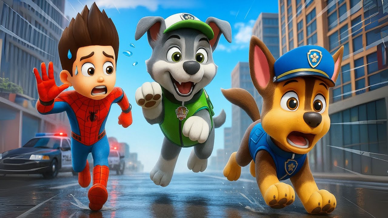 Giant ROCKY! Run Away Immediately! Spider-Man Ryder & Chase - Paw ...