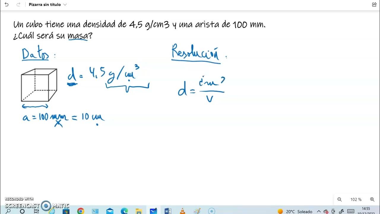 DENSIDAD, MASA y VOLUMEN. Problema 2 - YouTube
