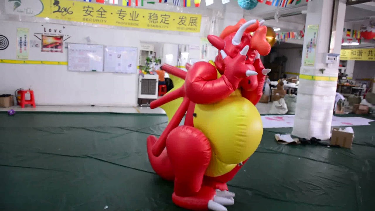 custom inflatable fat dragon suit - YouTube