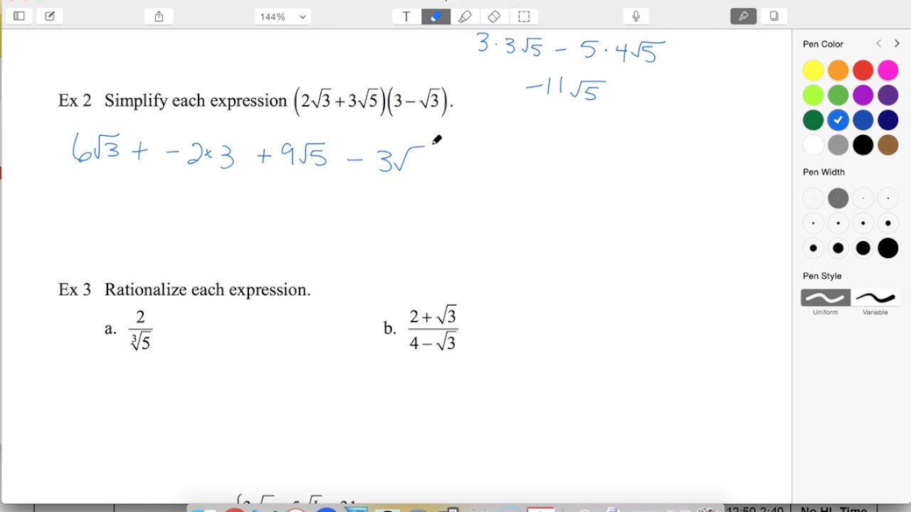 04.02 Ex2 Simplifying Products of Radical Binomials - YouTube