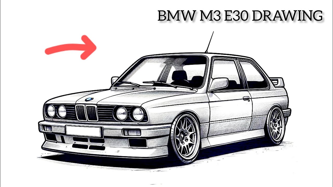 BMW M3 E30 Car Drawing | easy car drawing | Bmw Car Drawing Step By ...