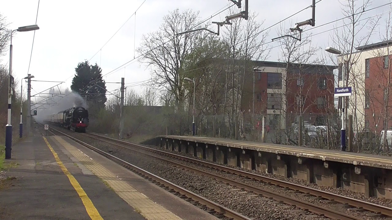70000 Britannia pass Handforth railway station - YouTube