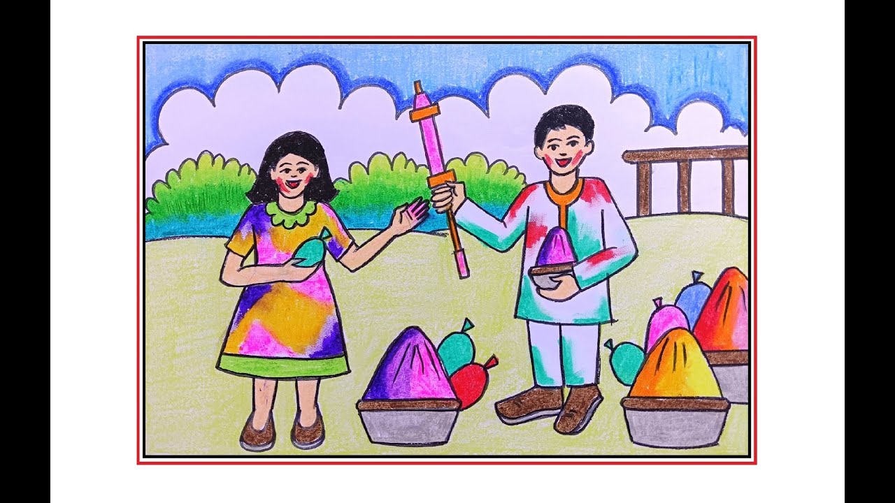 HOLI DRAWING EASY AND BEAUTIFUL/HOLI SPECIAL DRAWING/HOLI DRAWING EASY ...