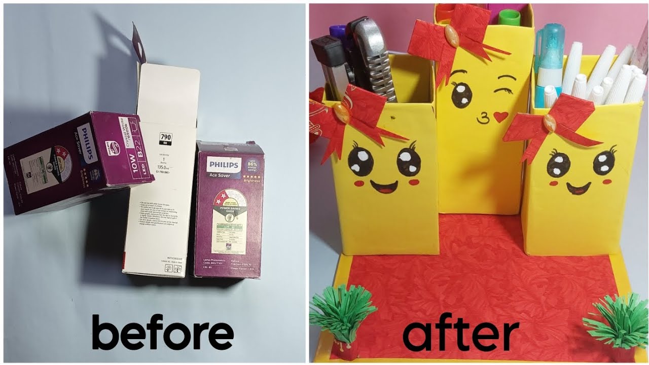 beautiful 🤩| DIY pen stand| Transformation| Hand made | Pen 🖊️ Stand ...