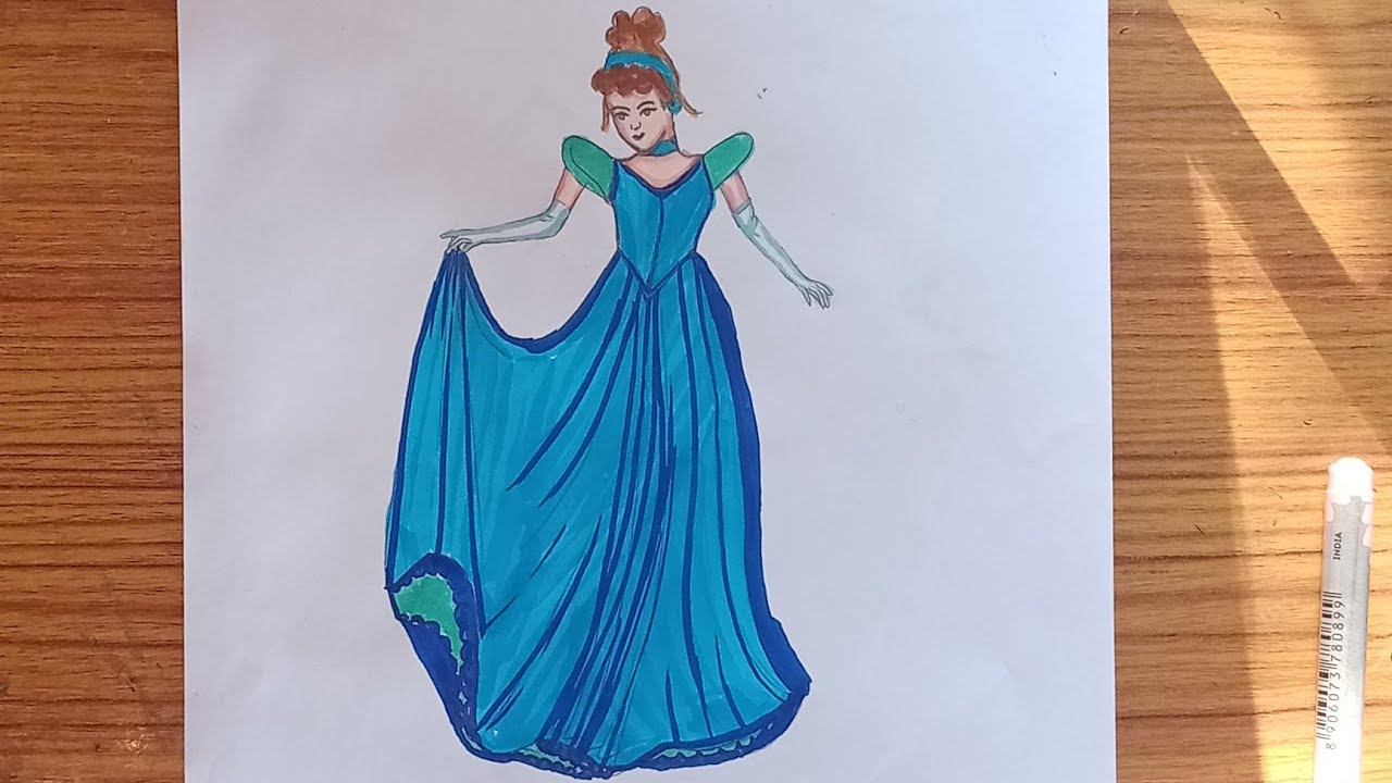 Cindrella Drawing Easy with colour||How to Draw Cindrella|Disney ...