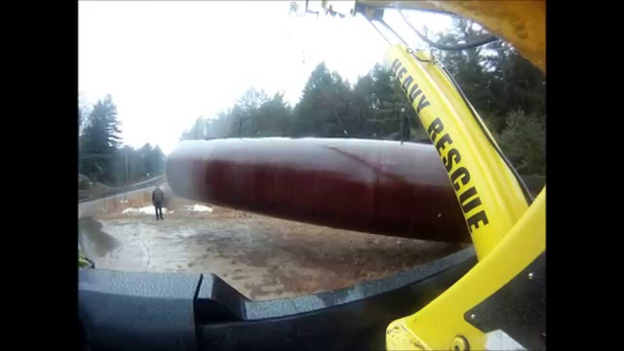 Scrap fuel tank removed with rotator - YouTube