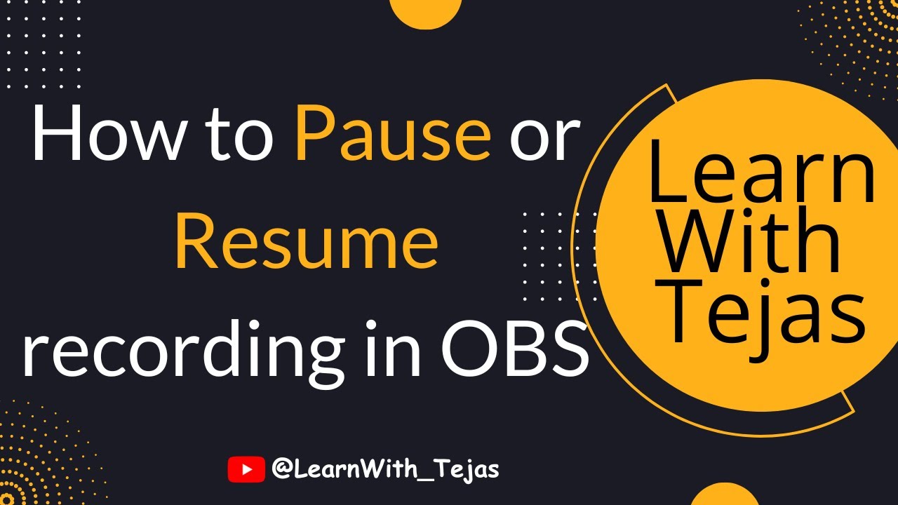 How to pause or resume recording in OBS studio | How to record screen ...