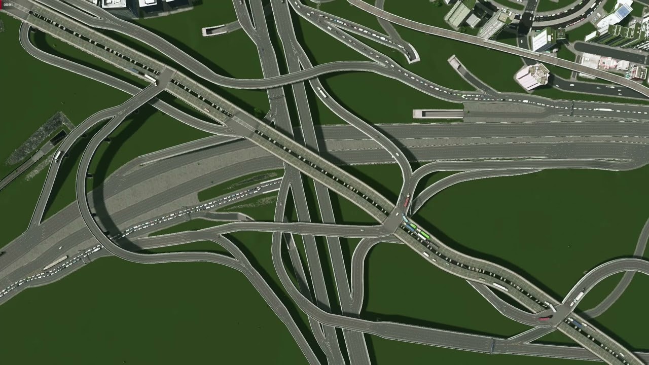 Spaghetti Interchange Traffic Timelaspe - Cities Skylines - YouTube
