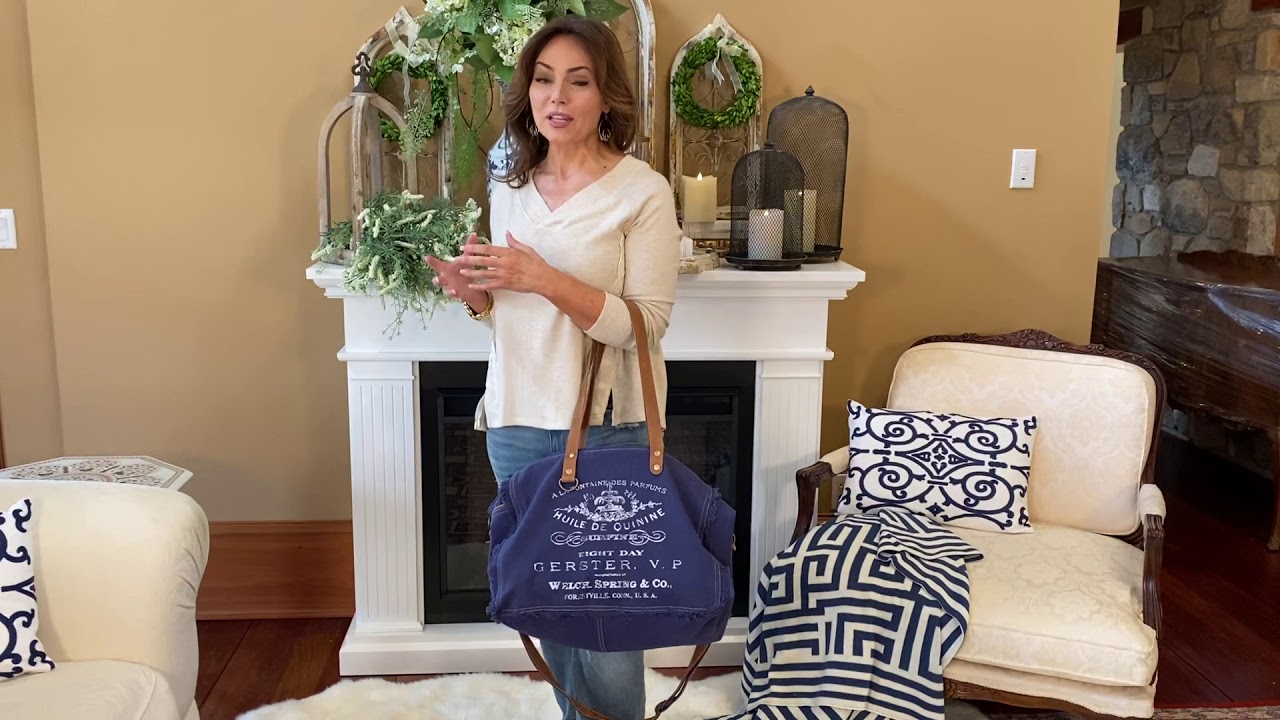 Blue Canvas and Leather Weekender Bag - YouTube