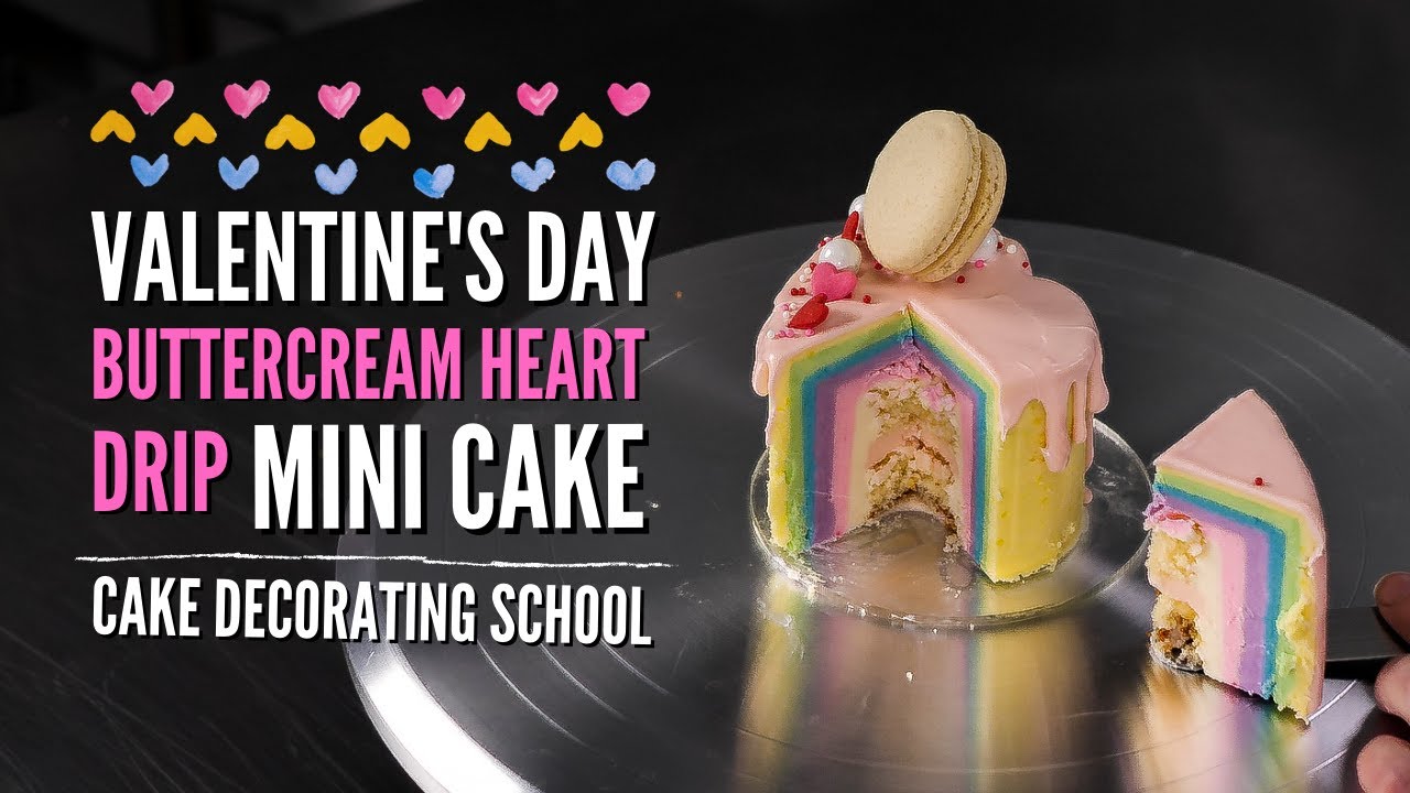 Valentine's Day Buttercream Heart Drip Cake [ Cake Decorating For ...
