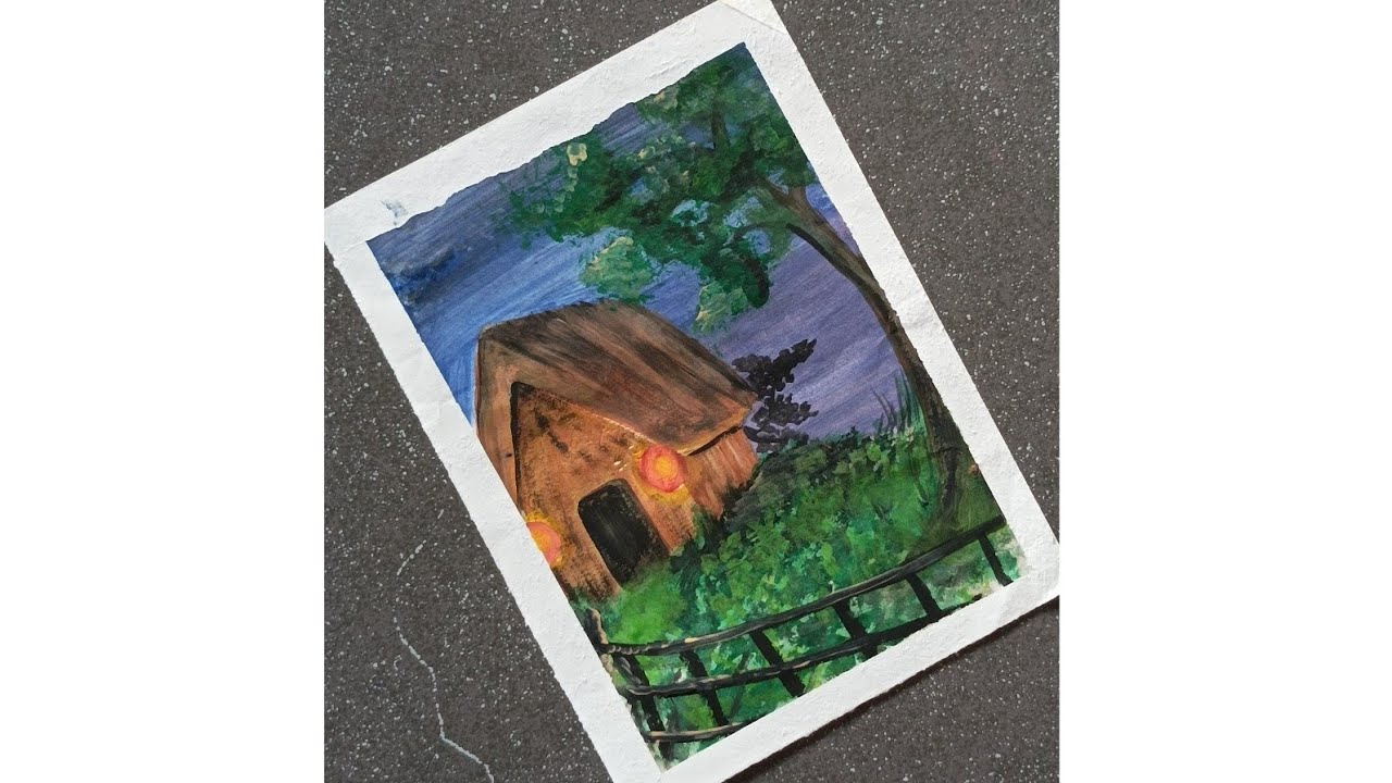 how to draw easy horror scenery drawing || water colour easy drawing 🖌 ...