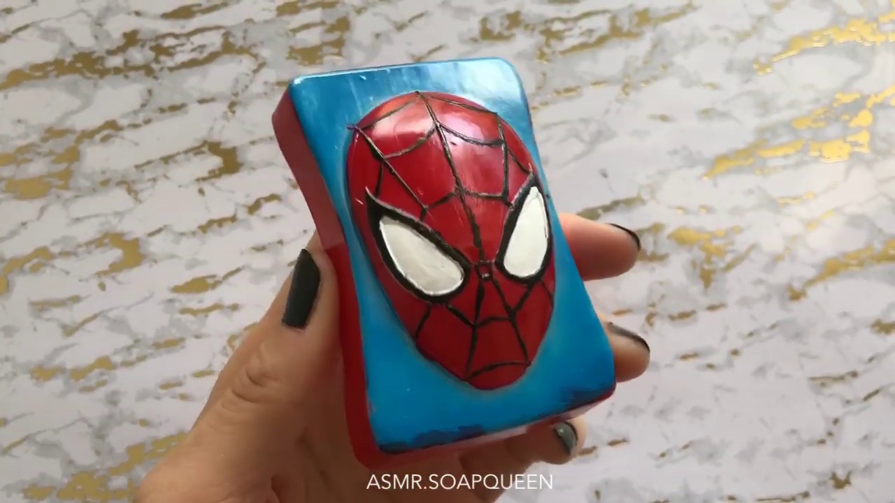 Spider Man Soap Cutting- Very DRY & HARD ASMR - YouTube